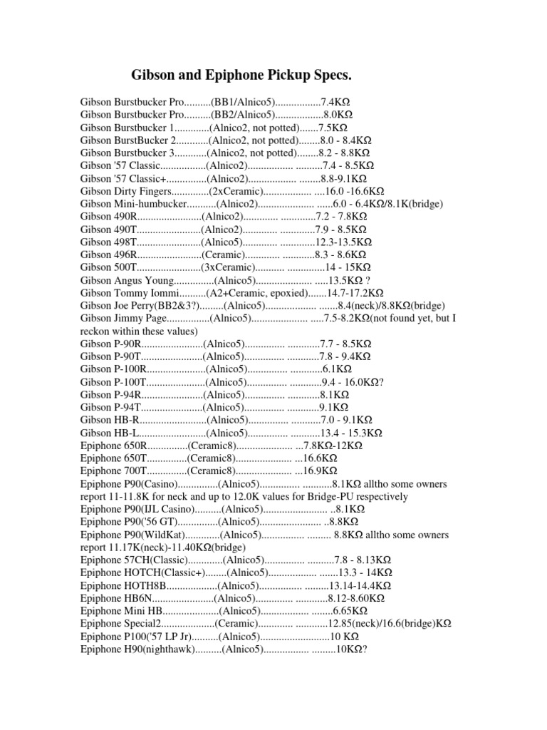 Guitar Pickup Specifications | PDF | Celtic Musical Instruments | Irish ...