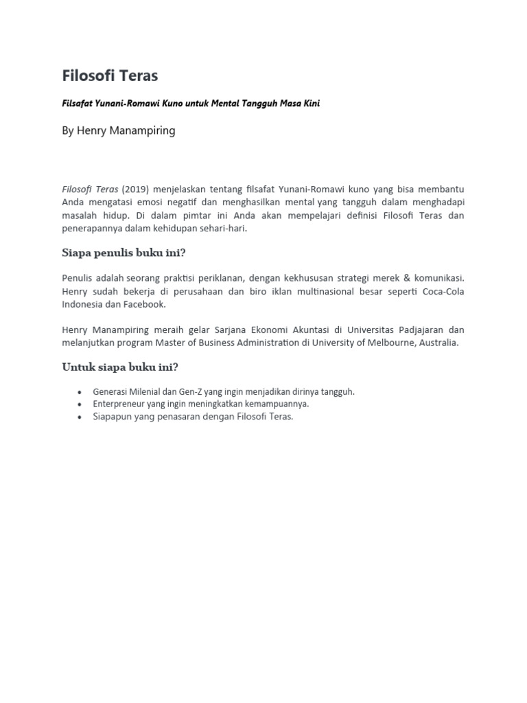 Filosofi Teras Review | PDF | Pengembangan Diri