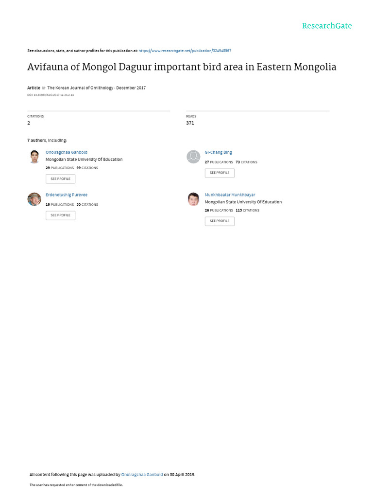5.avifauna of Mongol Daguur Important Bird Area in Eastern Mongolia 2017 | PDF | Mongolia | Goose