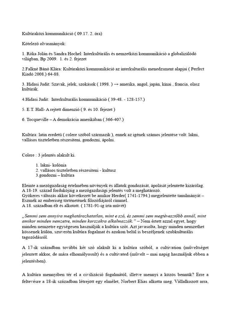 Kultúraközi Kommunikáció 2012 RÓKA | PDF