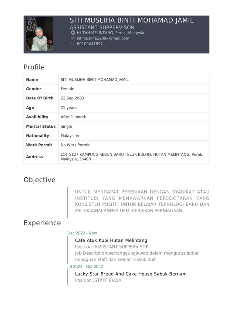 Siti Musliha Binti Mohamad Jamil | PDF