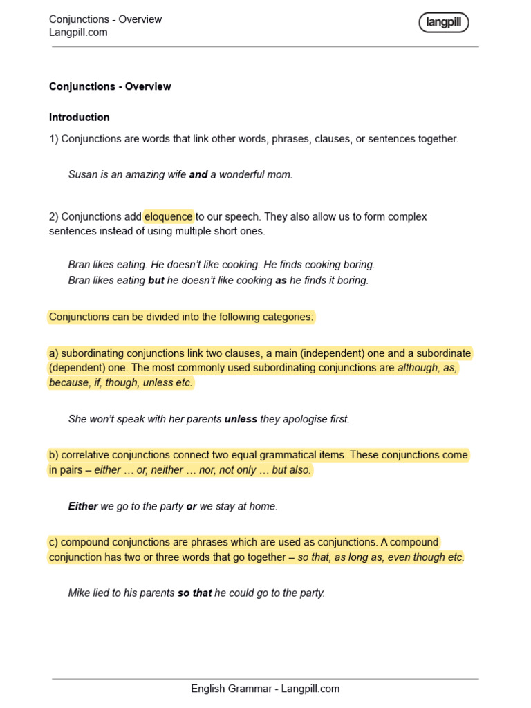 11 Conjunctions | PDF | Semantic Units | Linguistic Morphology
