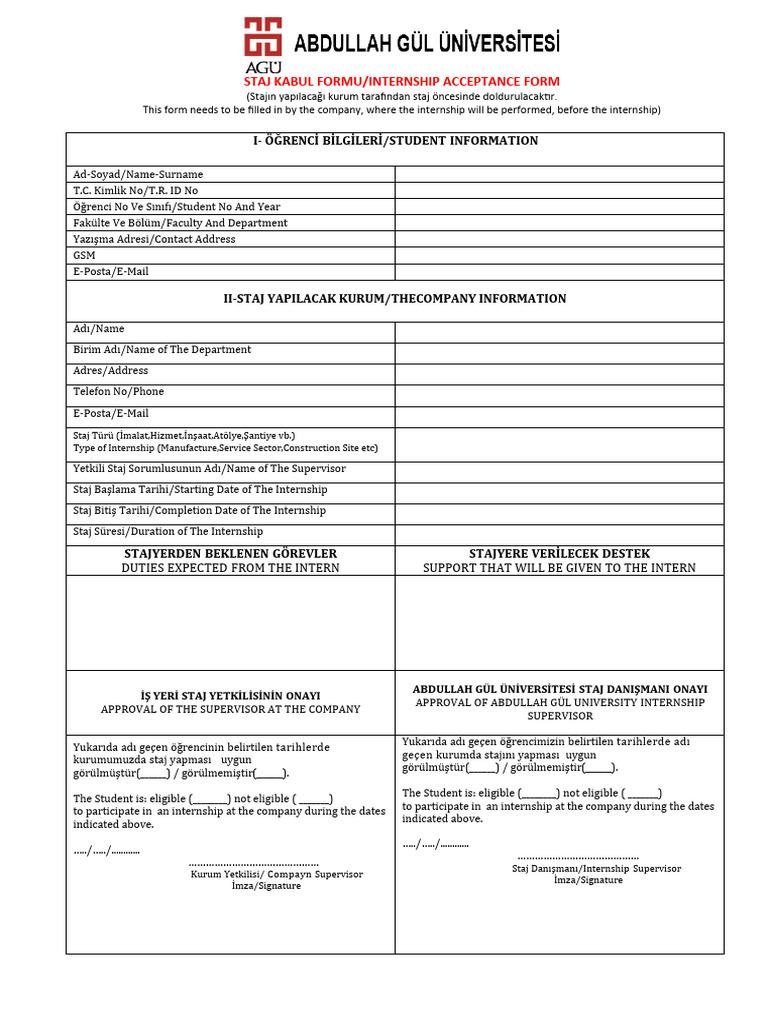 Internship App Form | PDF