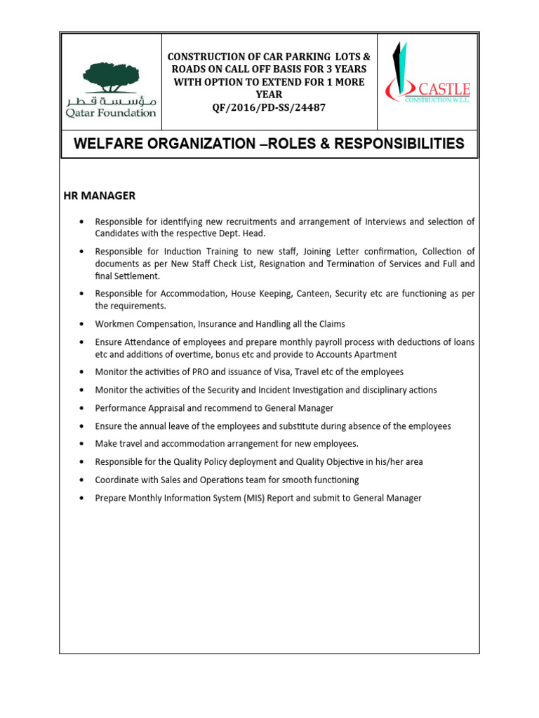 Welfare Officer Roles and Responsibilities | PDF | Housekeeping ...