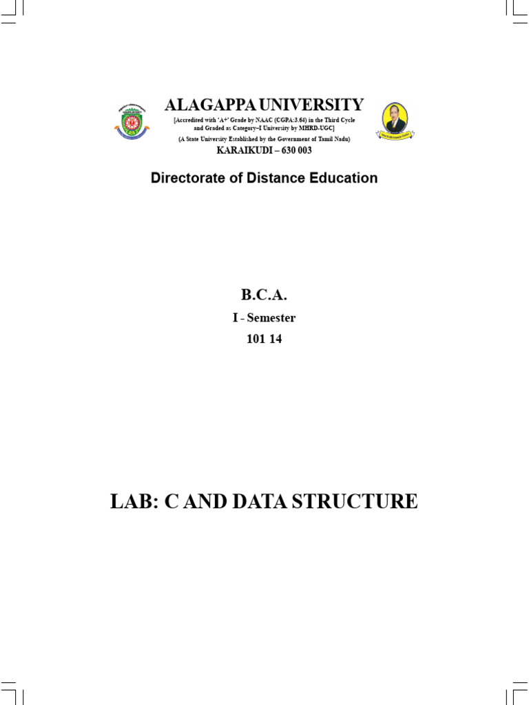 UG - BCA - Computer Applications - 101 14 - Lab C and Data Structure | PDF | C (Programming ...