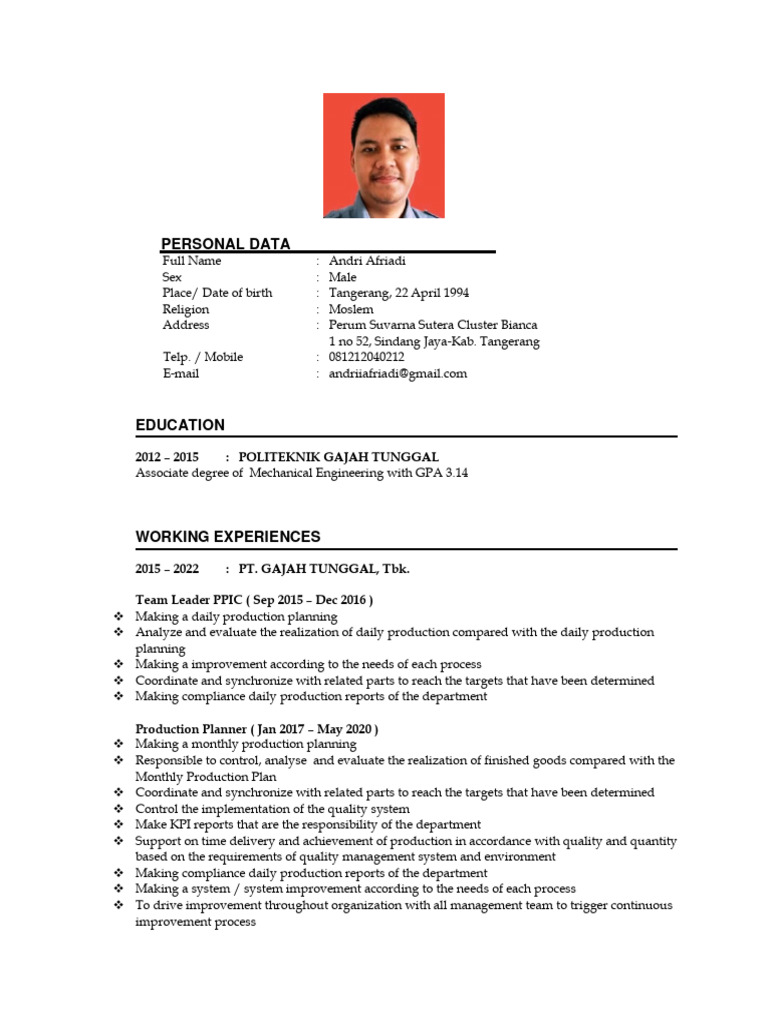 Andri Afriadi MATERIAL PLANNING & CONTROL ASSISTANT MANAGER Resume ...