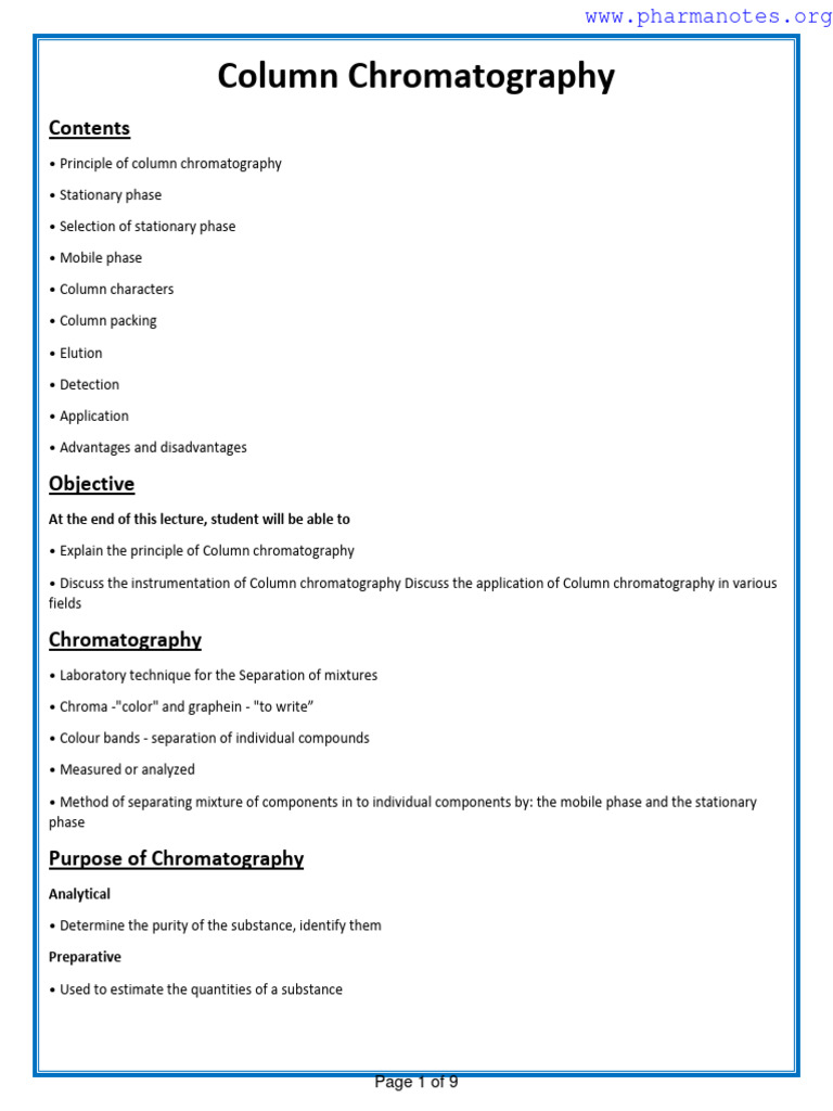 Column Chromatography | PDF | Chromatography | Elution