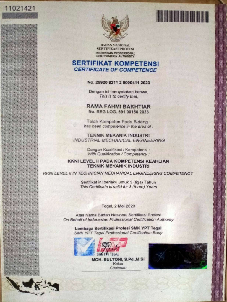 Sertifikat LSP | PDF