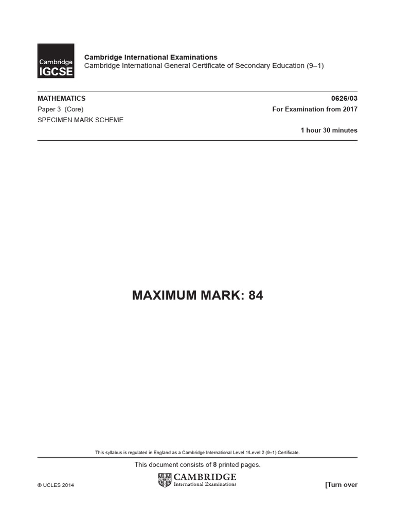 Specimen Mark Scheme 3 | PDF | Accuracy And Precision | Arithmetic