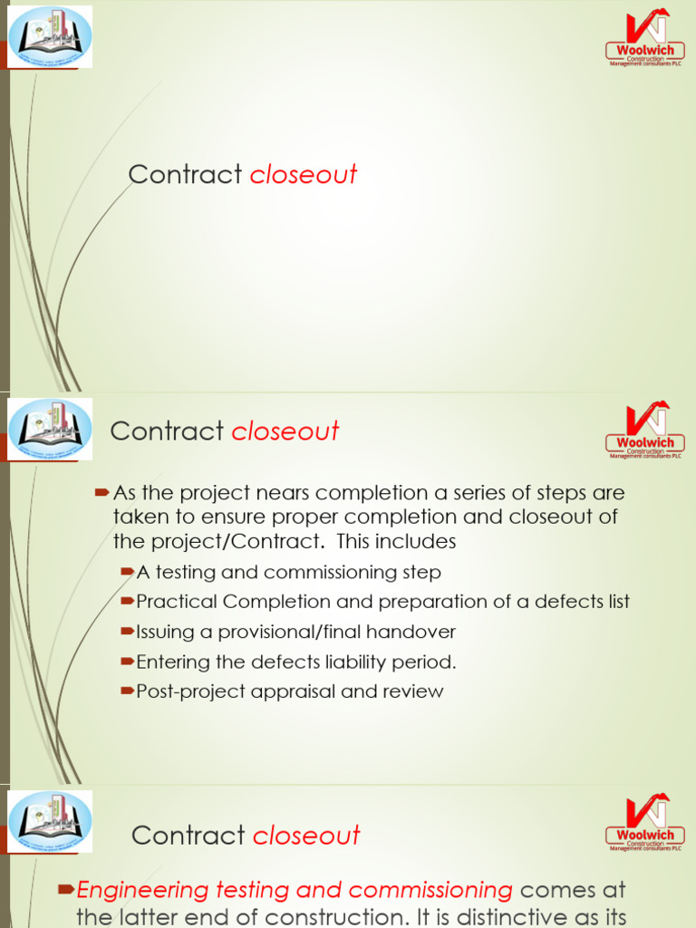 9 Contract Closeout | PDF | Safety | Business