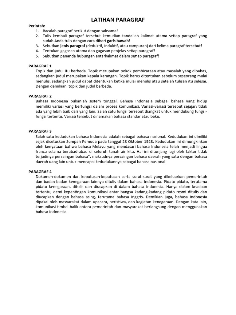 Latihan Paragraf | PDF | Kajian Bahasa Asing