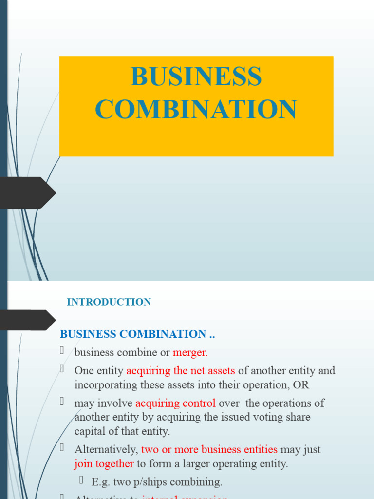Business Combination | PDF | Takeover | Mergers And Acquisitions