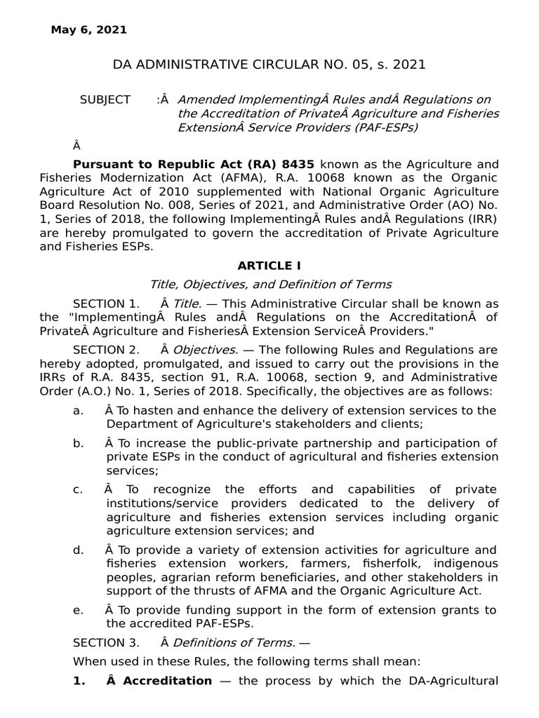 Implementing Rules and Regulations On The Accreditation of Private ...