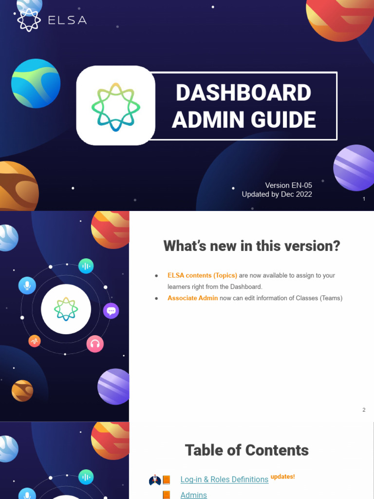 (En) ELSA Dashboard Admin Guide - v5 | PDF