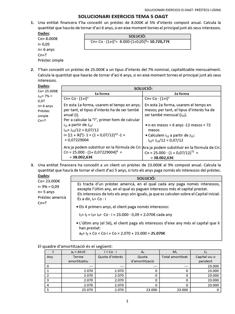 Solucionari Exercicis 1 | PDF