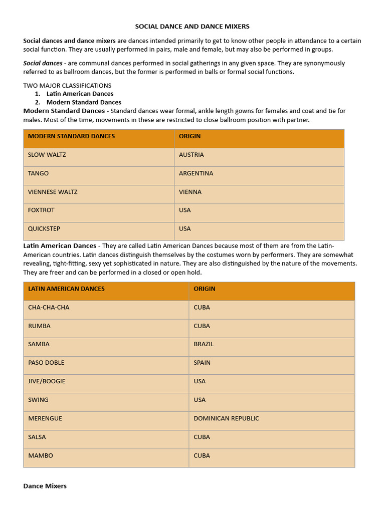 Social Dance and Dance Mixers | PDF