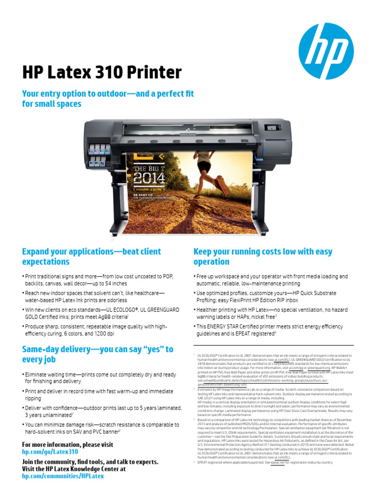 HP Latex 310 | PDF | Printer (Computing) | Hewlett Packard
