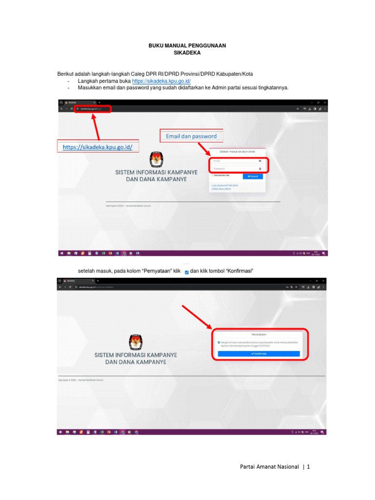 Panduan Penggunaan SIKADEKA Caleg | PDF | Bisnis | Hukum