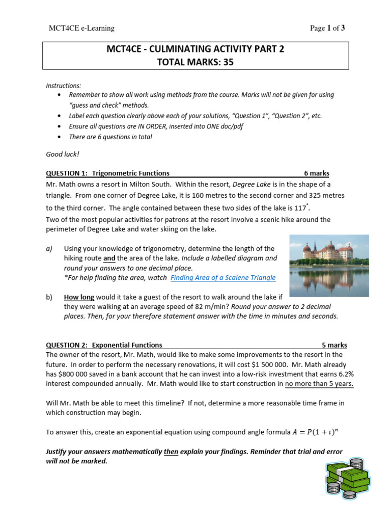 MCT4CE Culminating Activity Guide | PDF | Zero Of A Function | Polynomial