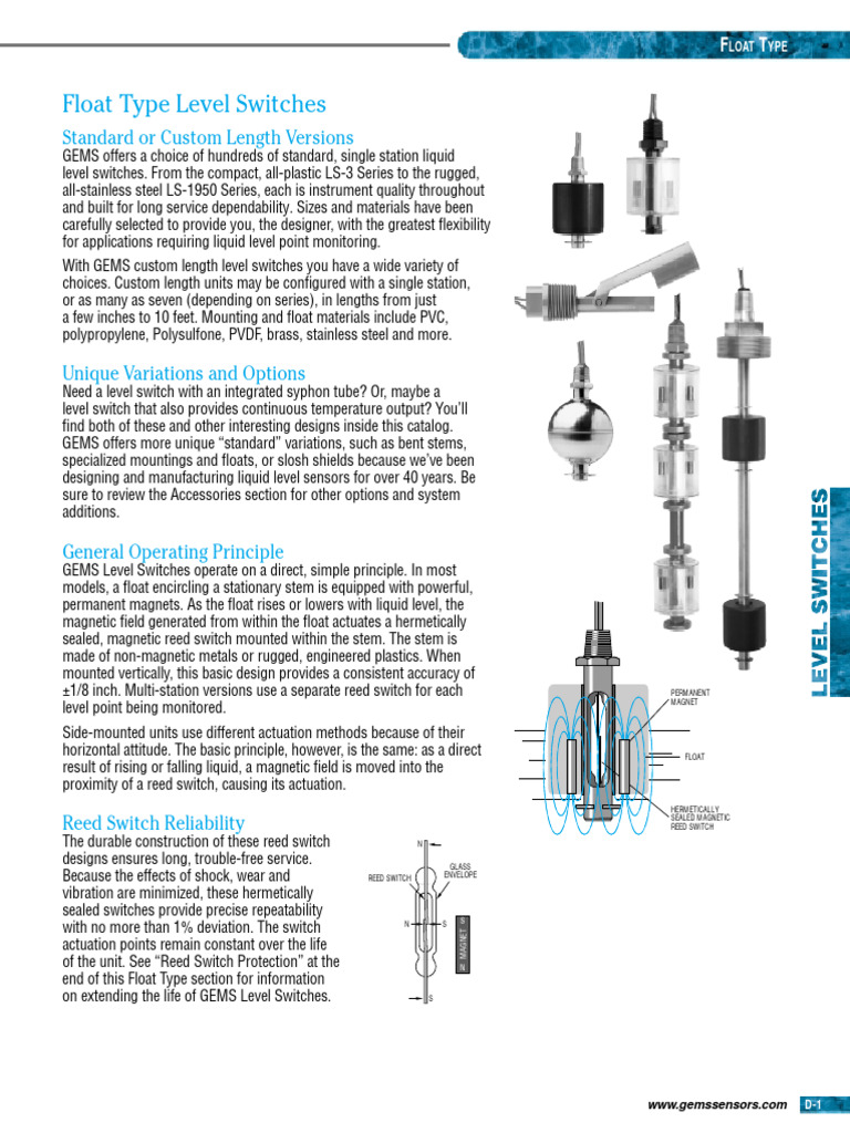 Float Type Level Switches | PDF | Switch | Relay