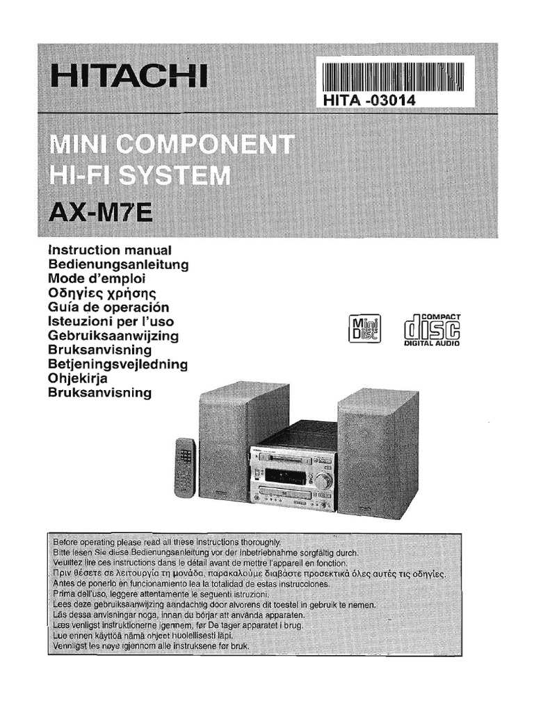 Hitachi AX M7 E Owners Manual | PDF