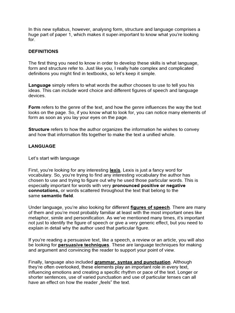 Form, Structure, Language 9093 | PDF | Poetry | Genre