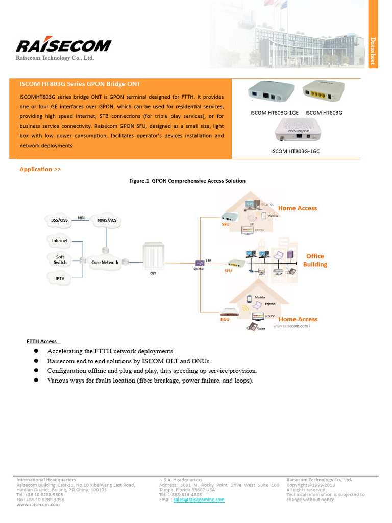 RC - DS - ISCOM HT803G Series Bridge ONT (Rel - 02) | PDF | Multicast | Computer Architecture