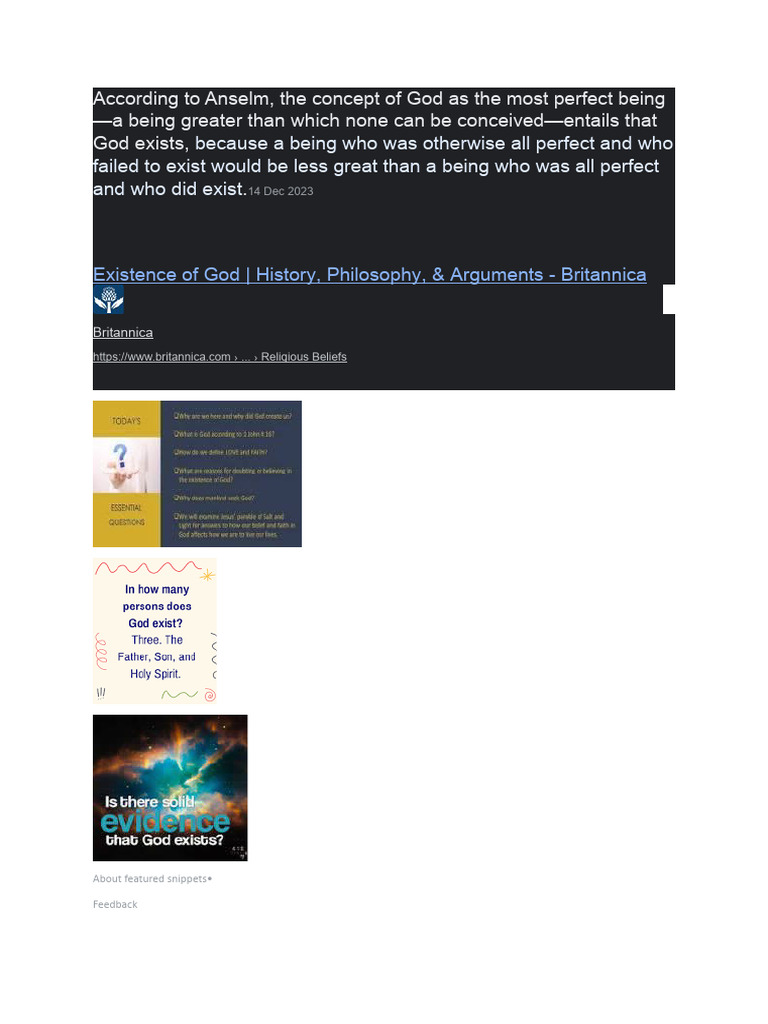 Because A Being Who Was Otherwise All Perfect and Who Failed To Exist ...