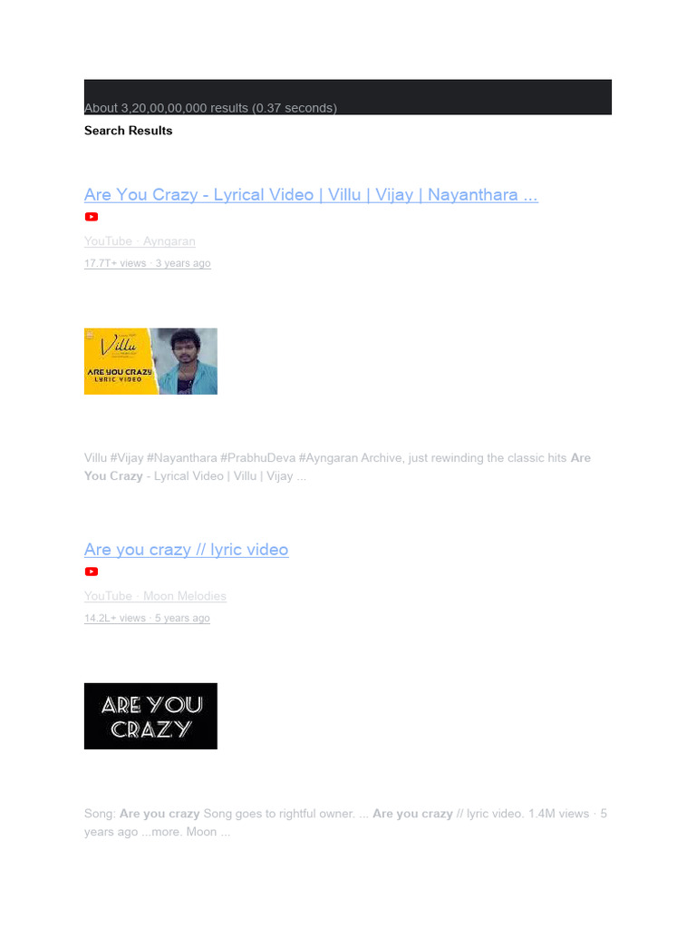 Are You Crazy - Lyrical Video - Villu - Vijay - Nayanthara .. | PDF ...