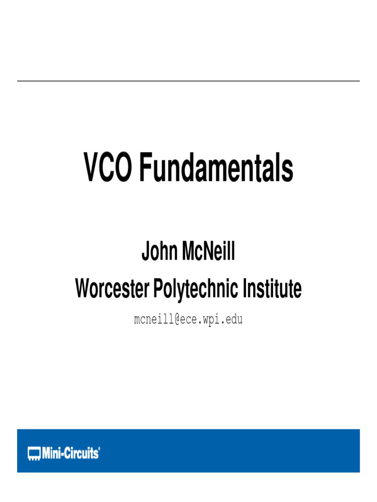 Minicircuits VCO Fundamentals | PDF | Electronic Oscillator | Resonance
