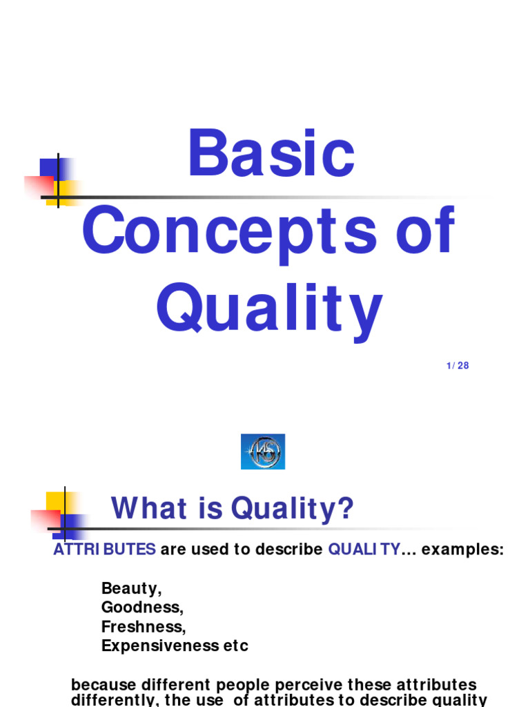 Basic Concepts of Quality Basic Concepts | PDF | Customer | Business Economics