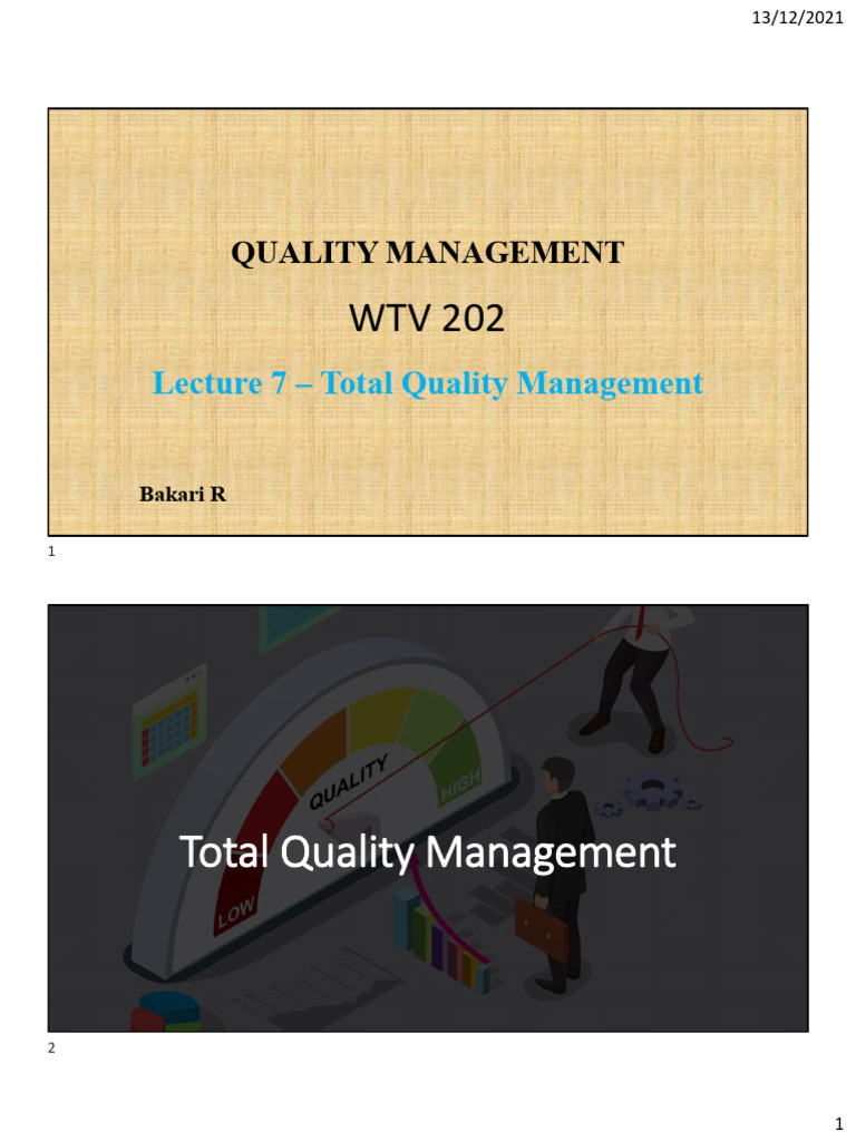 Lecture 7 TQM | PDF | Quality Management | Empowerment