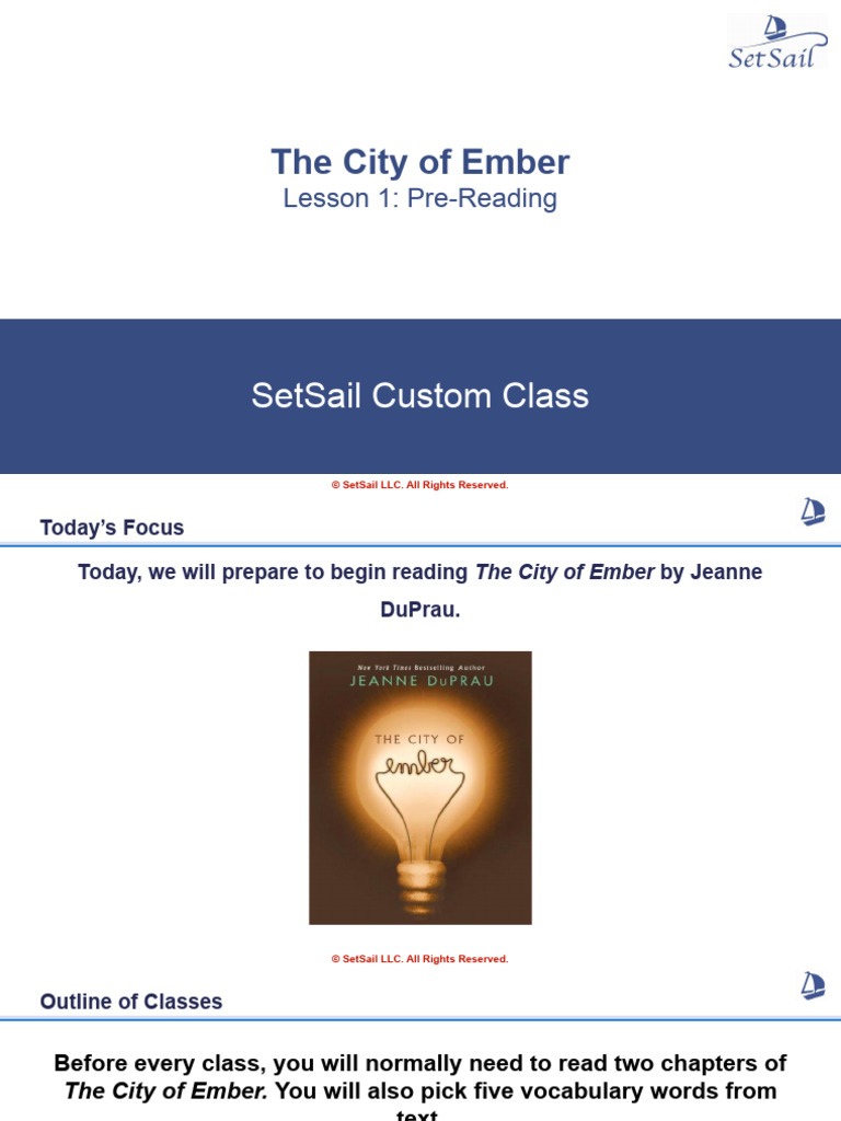 City of Ember Pre-Reading Activities | PDF | Human Communication | Learning