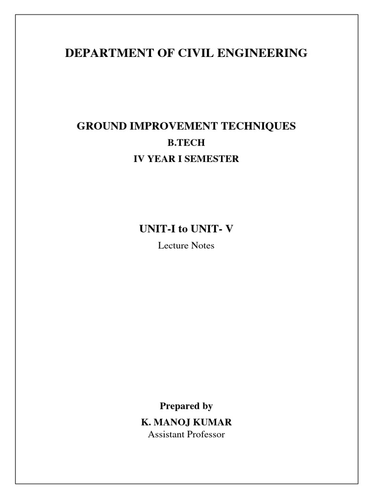 GIT Unit 1 To 5 (Lecture Notes) | PDF | Silt | Deformation (Engineering)