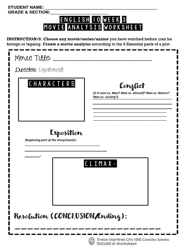 ENGLISH 10 WEEK 3 Movie Analysis Worksheet | PDF