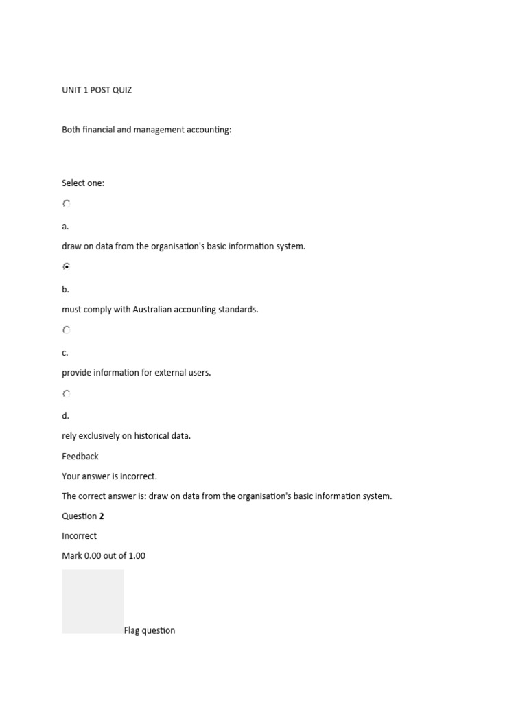 Unit 1 Post Quiz | PDF | Management Accounting | Accounting
