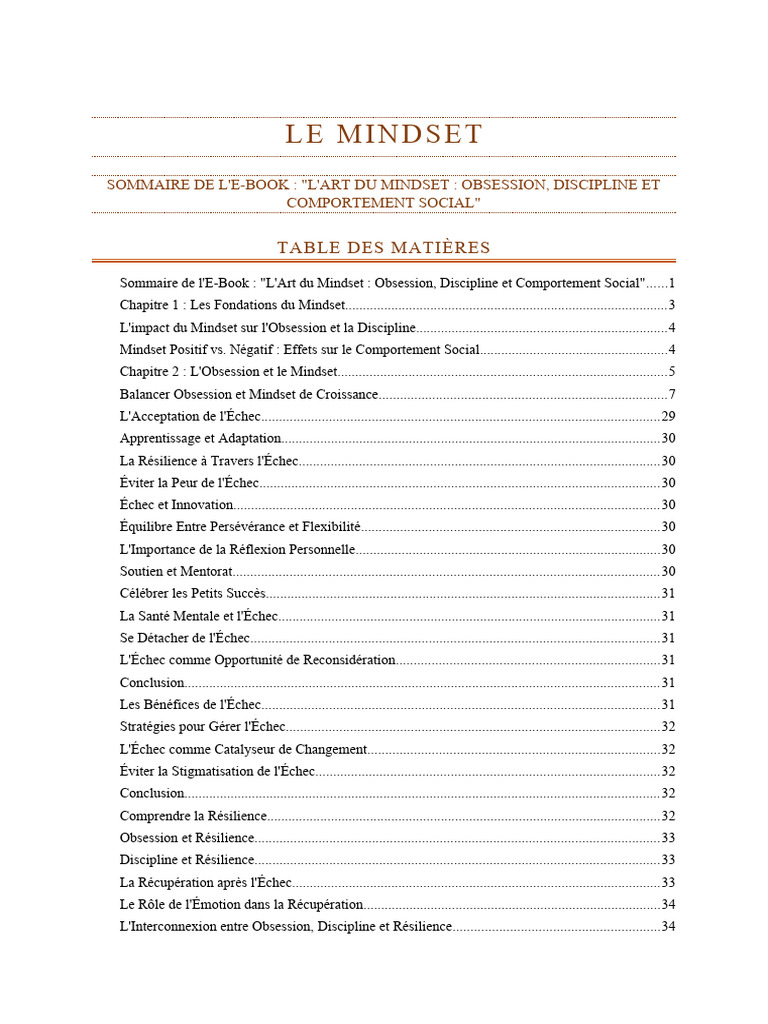 Mindset : Obsession et Discipline Sociale | PDF | Psychologie | Méditation