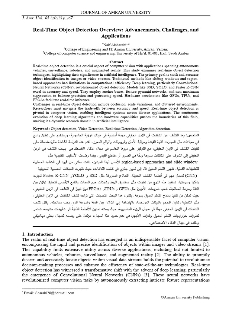Real Time Object Detection Overview Advancements C Pdf
