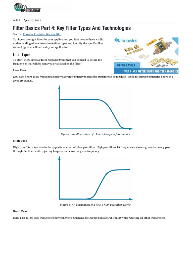 Filter Basics Part 4 Key Filter Types And Technologies Pdf