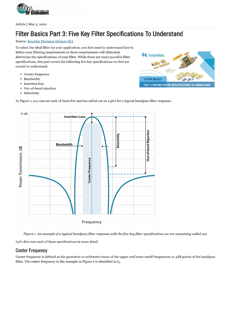 Filter Basics Part 3 - Five Key Filter Specifications To Understand | PDF