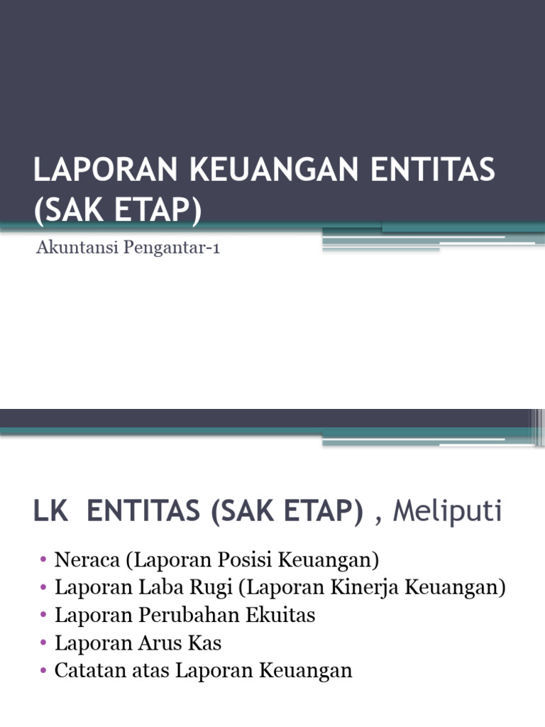 Laporan Keuangan Entitas (Sak Etap) | PDF