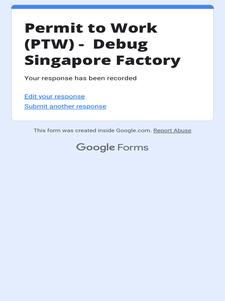 Permit To Work (PTW) - Debug Singapore Factory | PDF