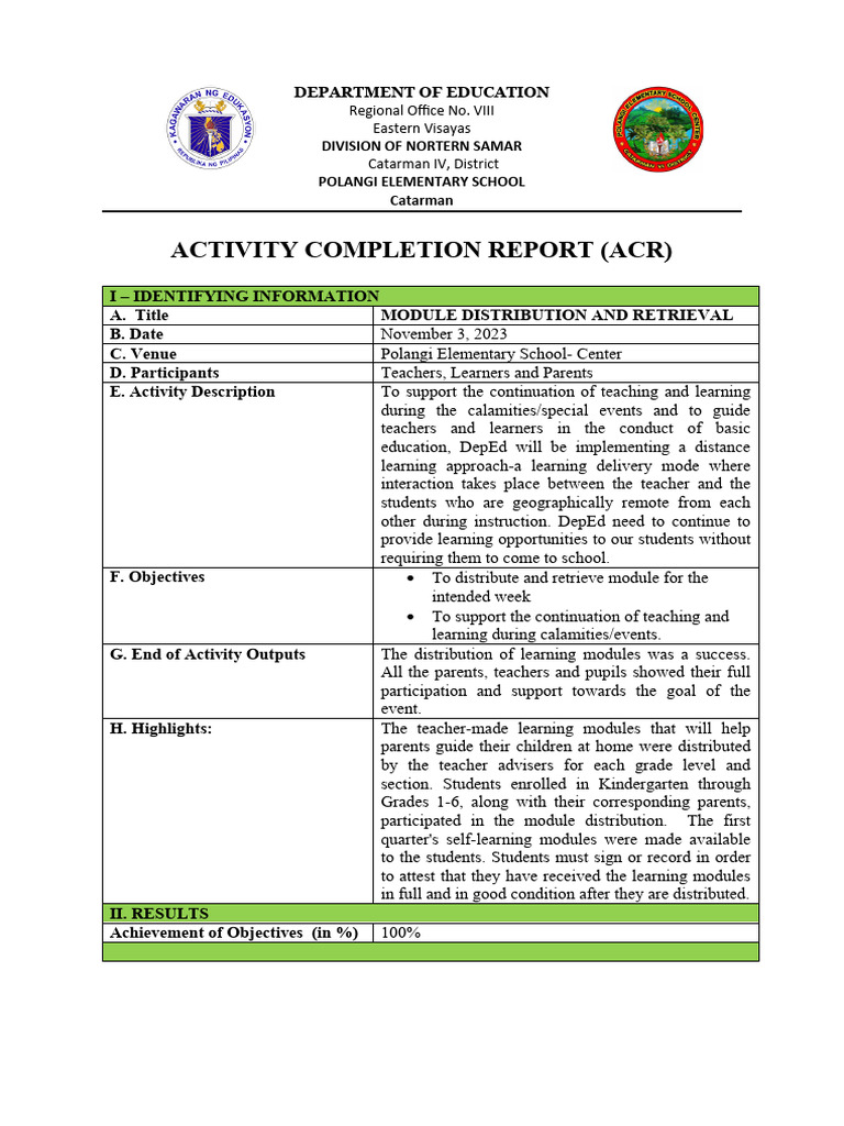 ACR On The Distribution of Modules - 094715 | PDF | Teachers | Learning