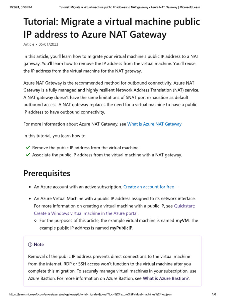 Migrate A Virtual Machine Public IP Address | PDF