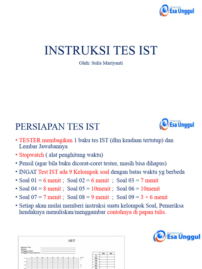 Instruksi Tes IST | PDF