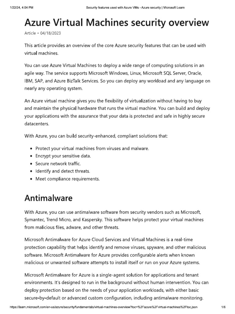 Azure Virtual Machines Security | PDF