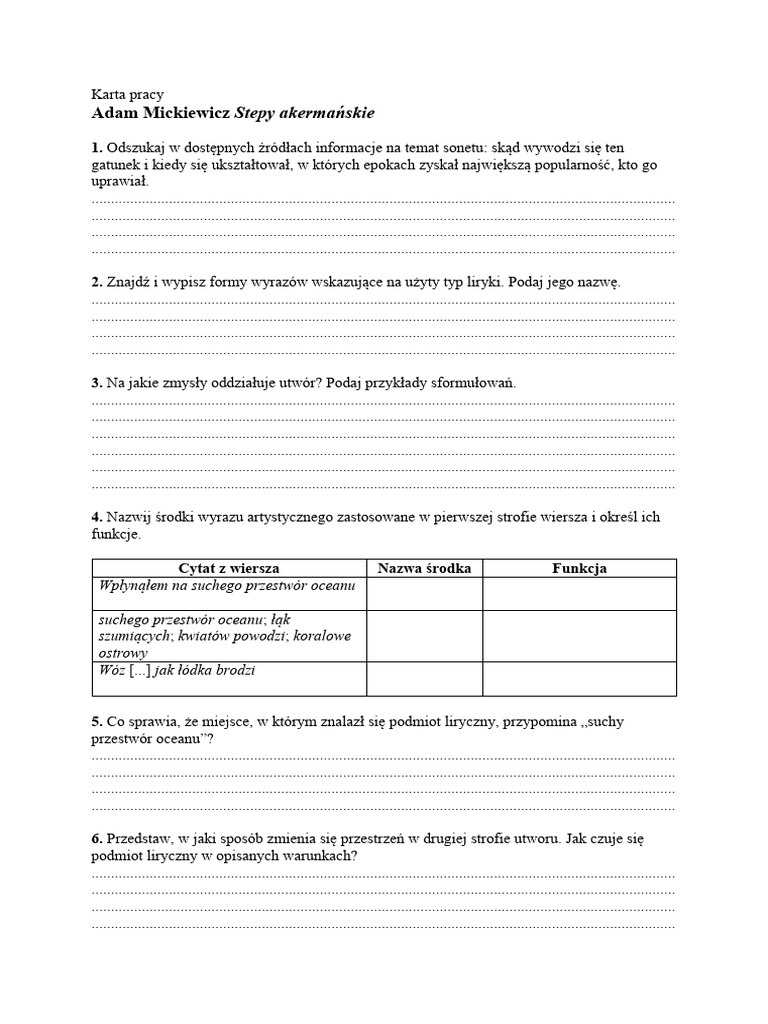 Adam Mickiewicz Stepy Akermanskie 1 1 | PDF