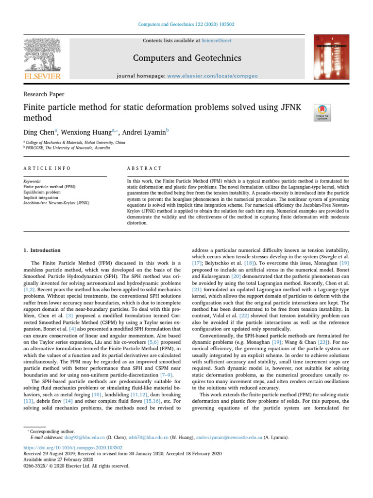 Finite Particle Method For Static Deformation Problems - 2020 ...