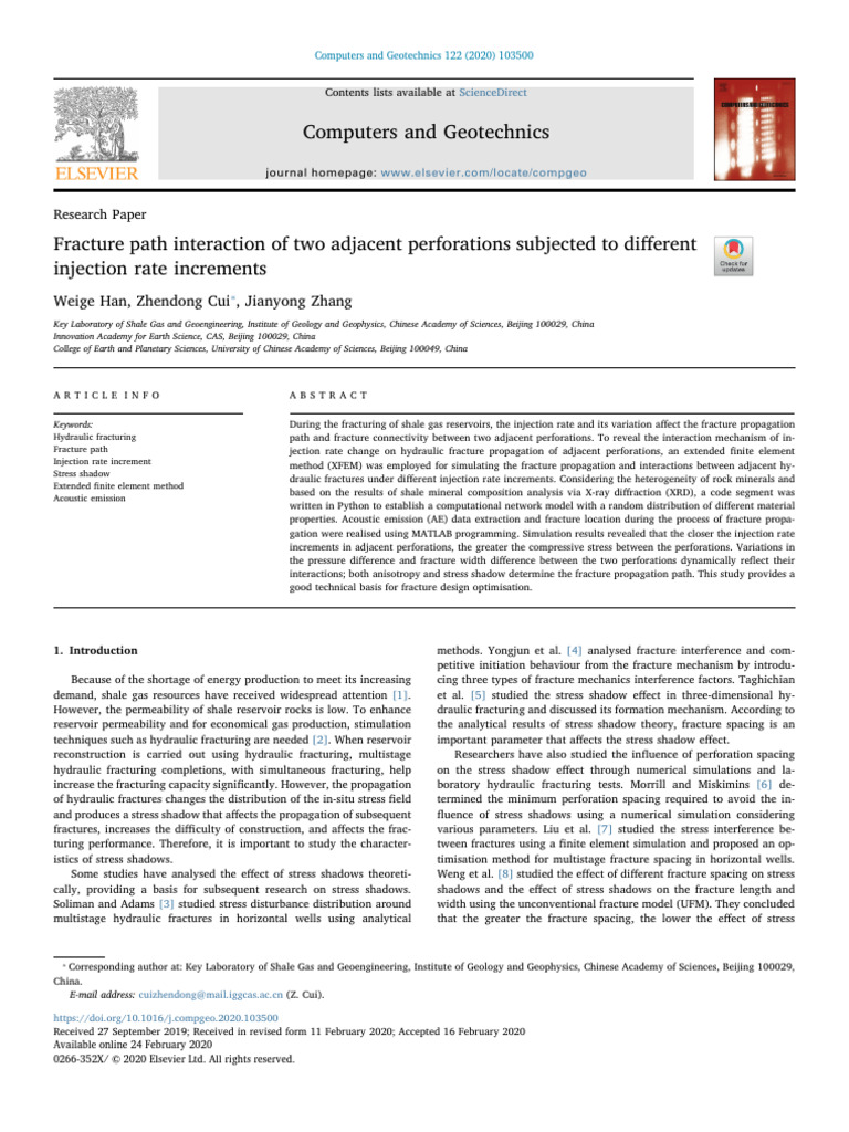 Fracture Path Interaction of Two Adjacent Perforations Su - 2020 ...