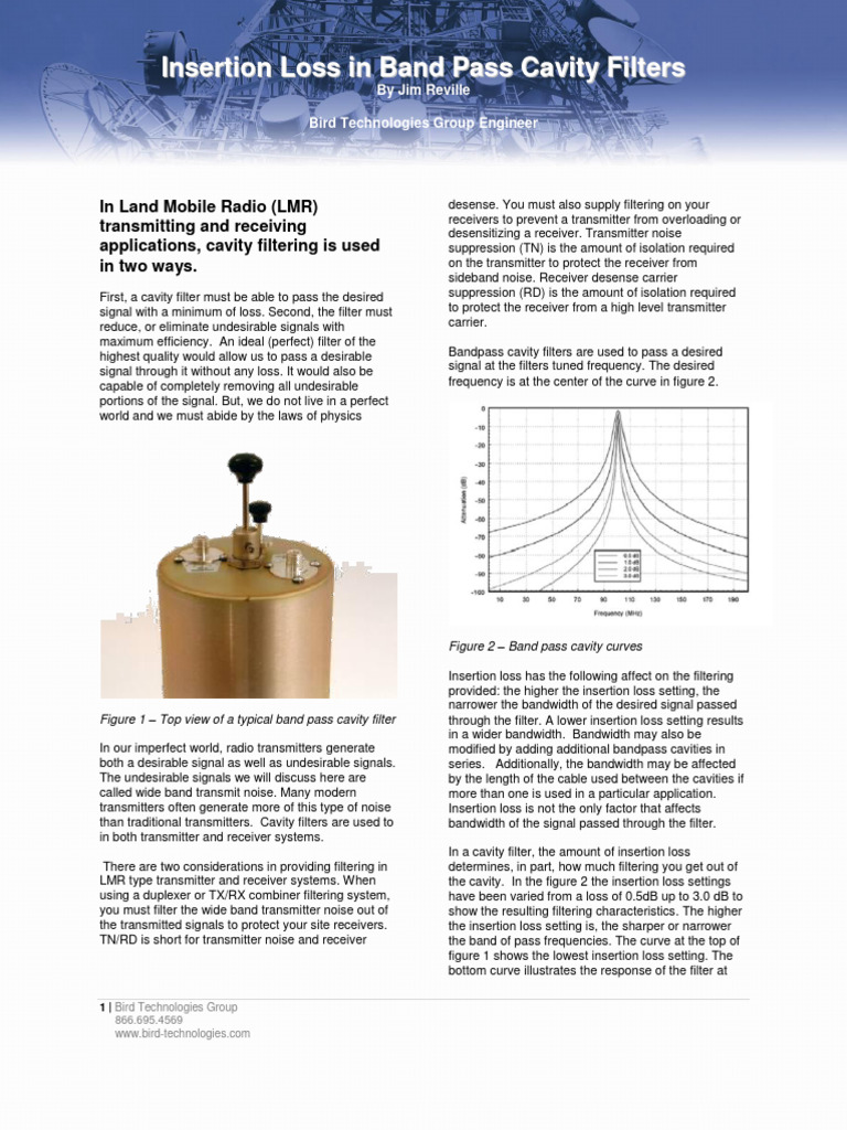 InsertionLoss in BandPassCavities | PDF | Filter (Signal Processing) | Bandwidth (Signal Processing)